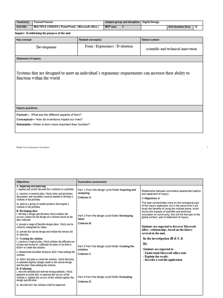 MYP Year 3 | PDF | Information | Communication