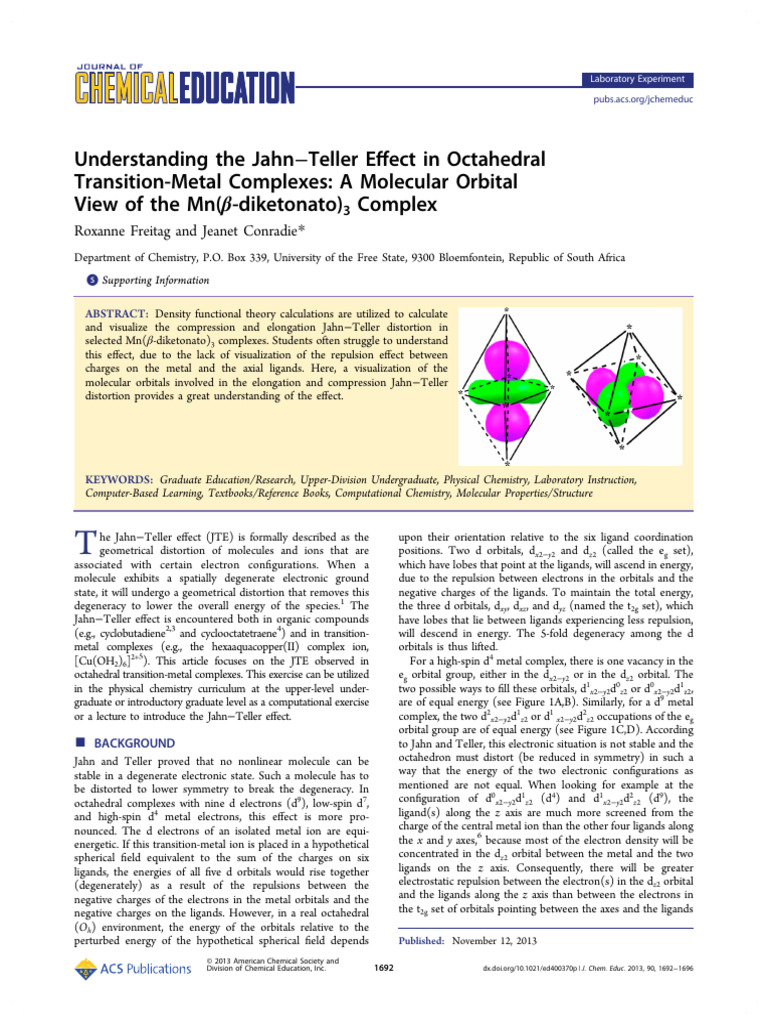 Jan Teller Effect | Download Free PDF | Coordination Complex ...