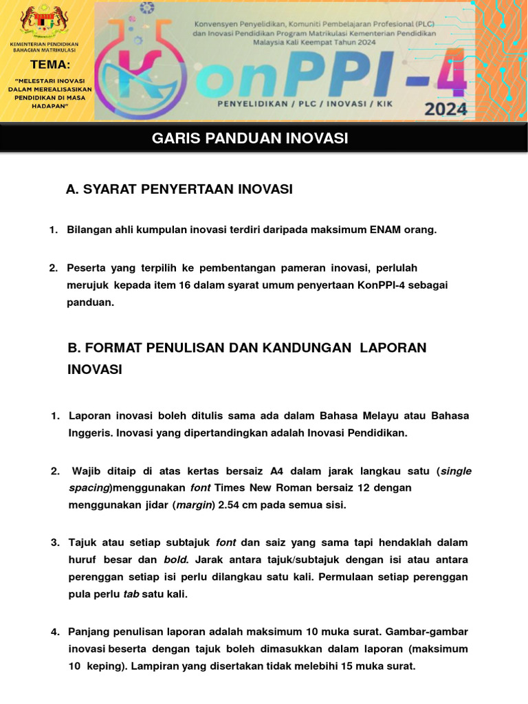 GARIS PANDUAN - INOVASI - KonPPI4 - 8 Mei | PDF