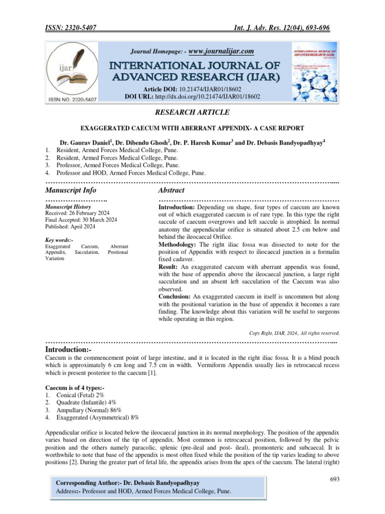 Exaggerated Caecum with Aberrant Appendix | PDF | Gastroenterology ...
