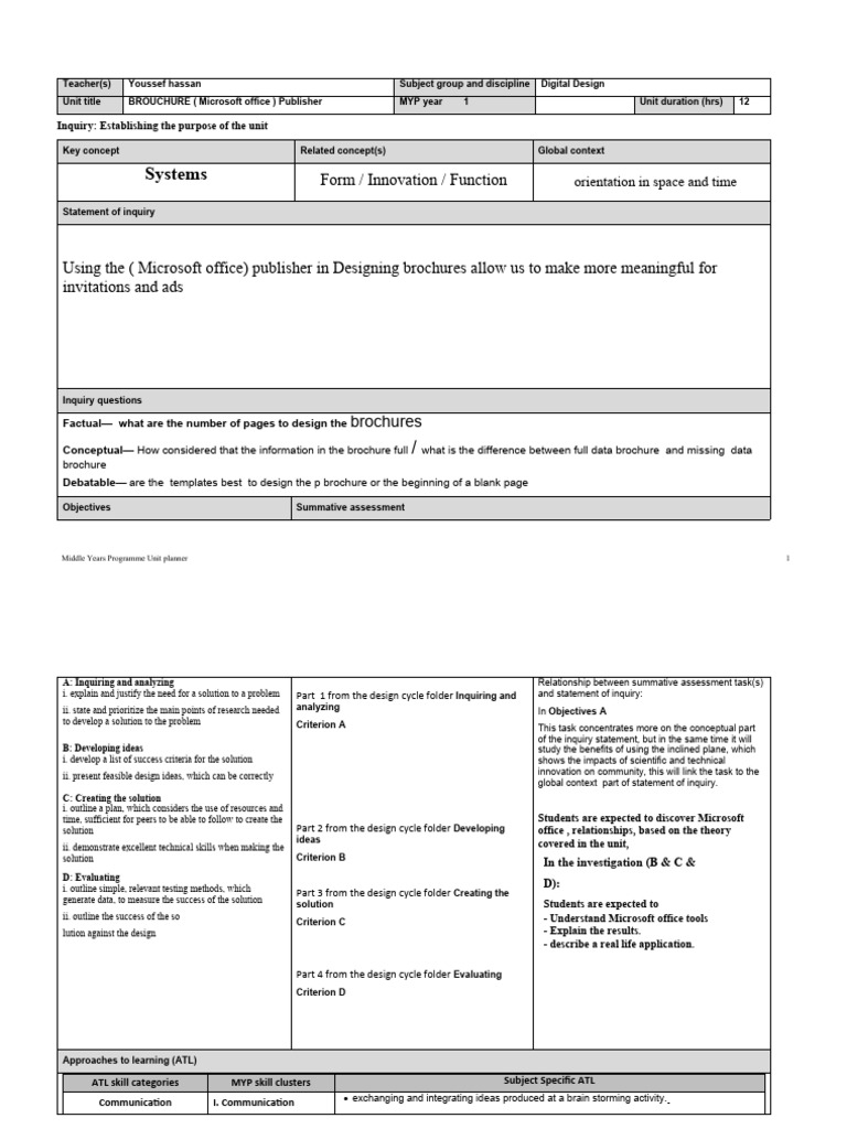 MYP year 1 | PDF | Information | Communication