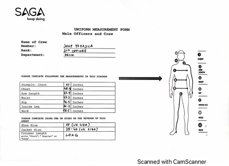 Uniform Size Guide - Male | PDF