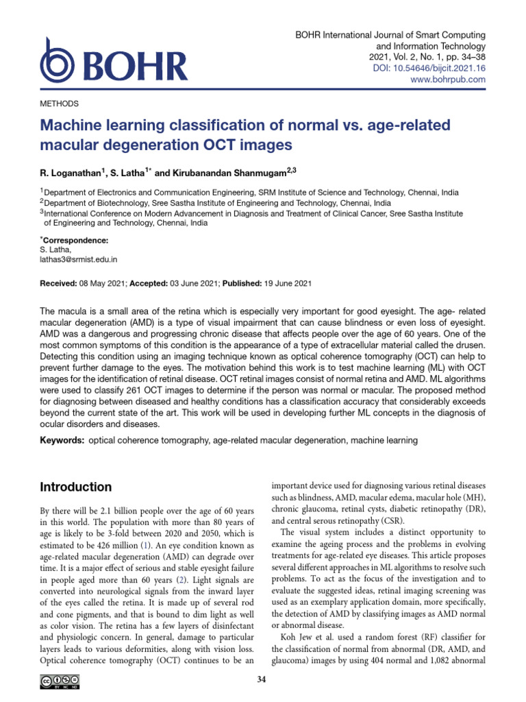 Machine Learning Classification of Normal vs. Age-Related Macular Degeneration OCT Images ...