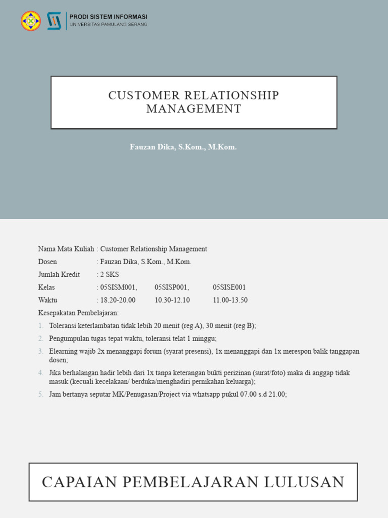 Pertemuan 1 Pengertian Customer Relationship Management | PDF | Karier & Perkembangan ...