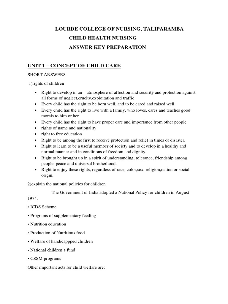 Child Health | PDF | Malnutrition | Cough