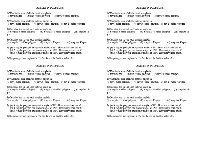 Angles in Polygon | Download Free PDF | Polygon | Euclidean Plane Geometry