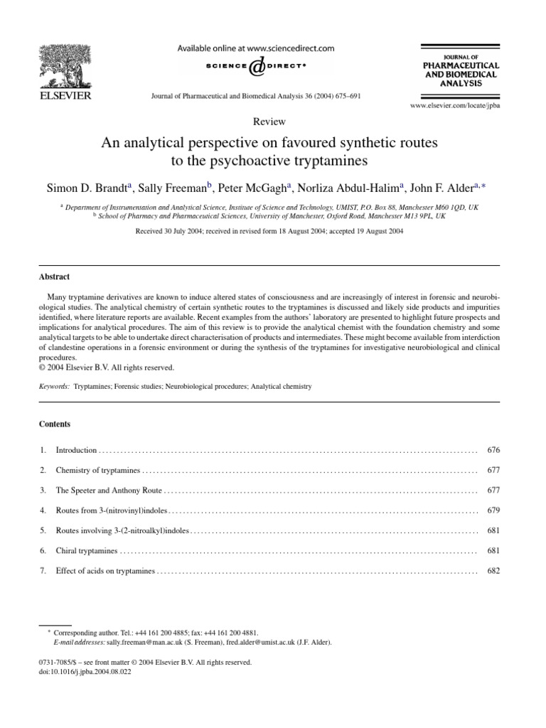 Psychoactive Tryptamines | PDF | Organic Synthesis | Ester