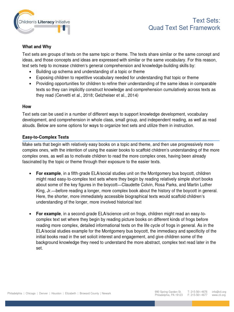 Text Sets Quad Text Set Framework | PDF | Reading Comprehension ...