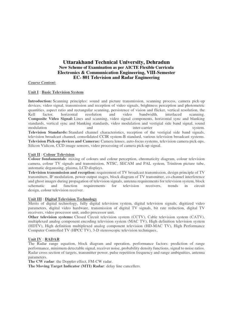 Sem 8th Syllabus | PDF | Television | Vhdl