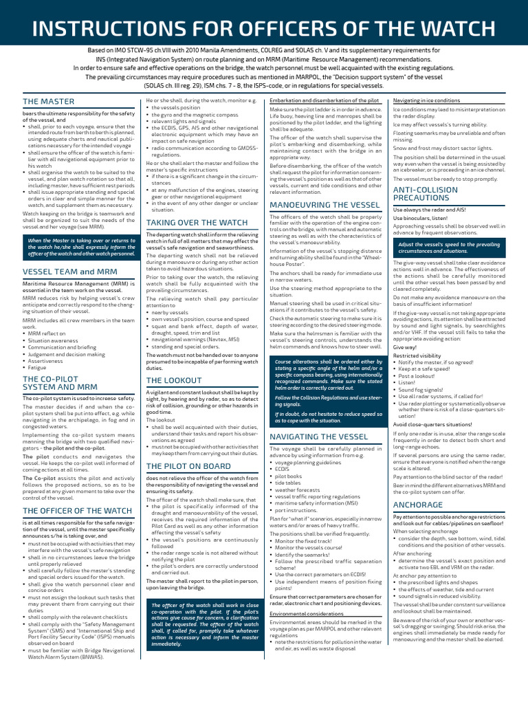 Instructions For Officers of The Watch 297x420 Eng Bridge | PDF | Navigation