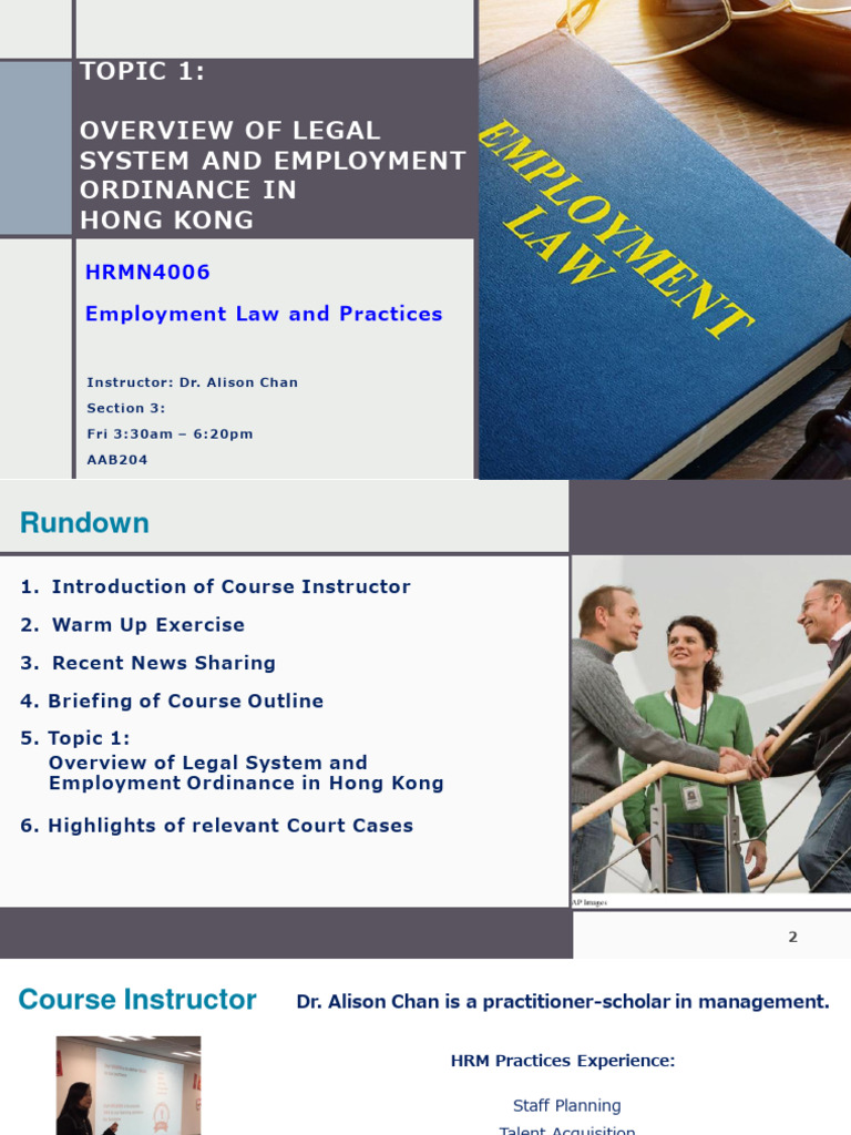 Topic 1 - Overview of Legal System and Employment Ordinance in Hong ...