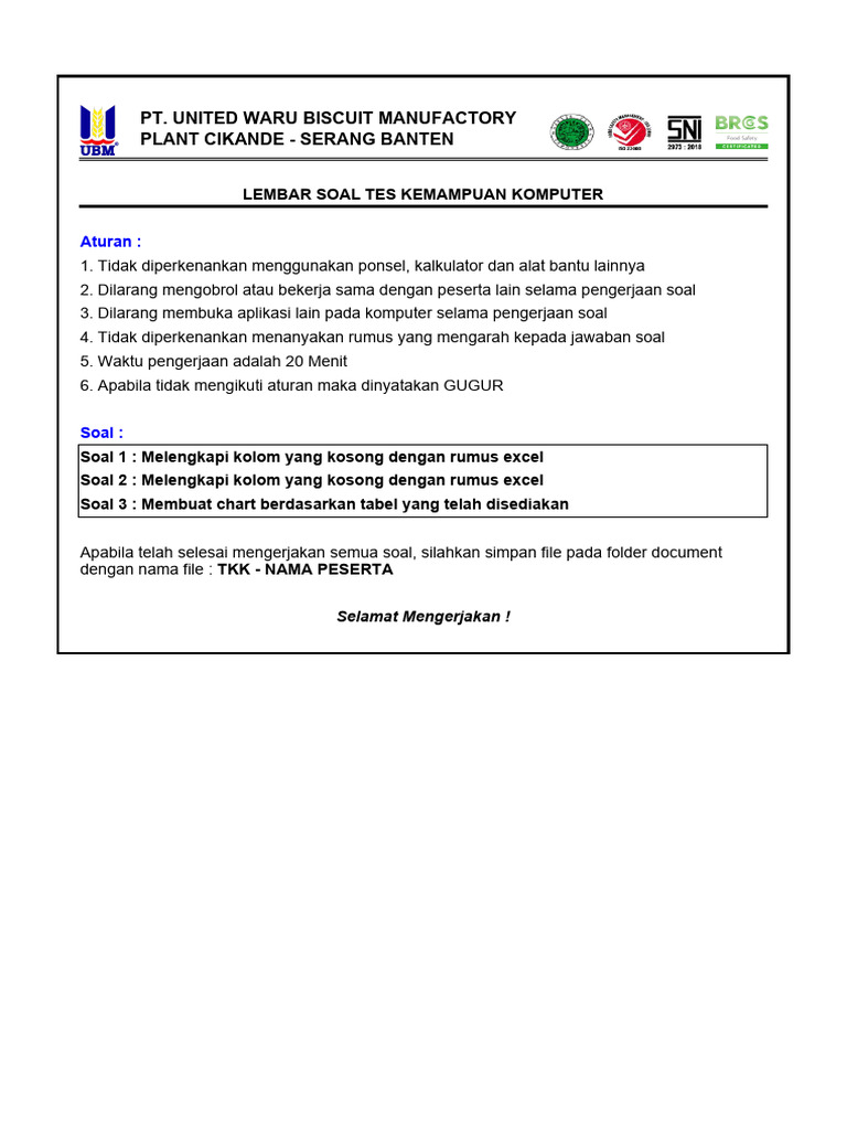 Soal Tes Komputer | PDF