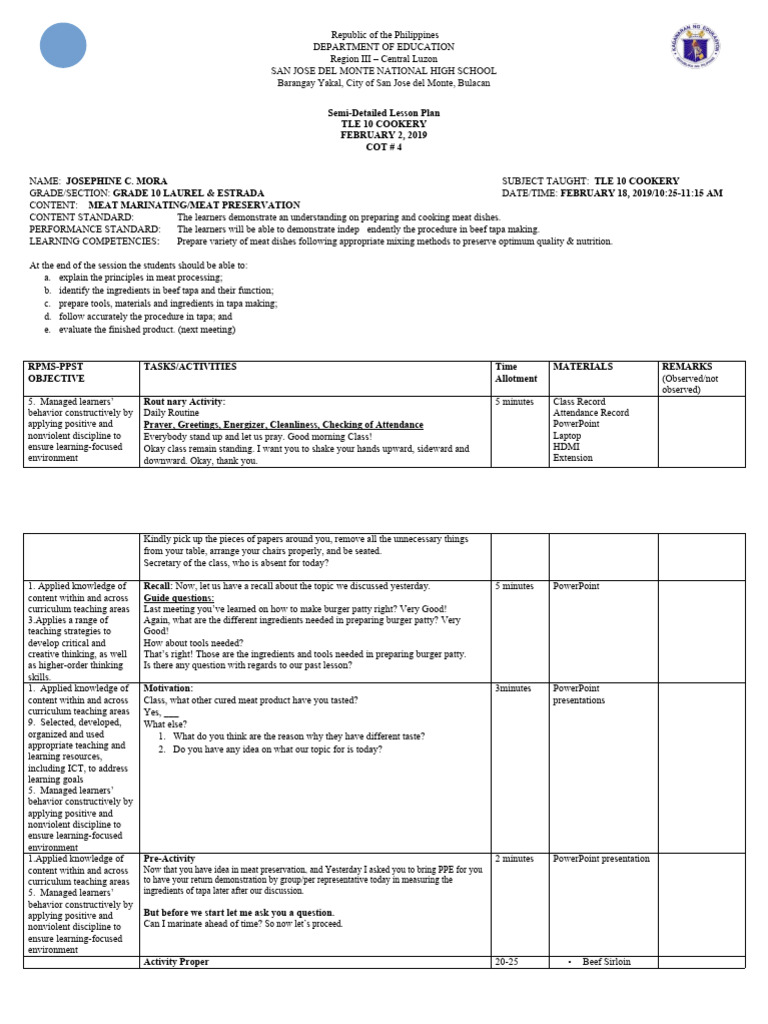 Final Cot 4 | PDF | Learning | Curriculum