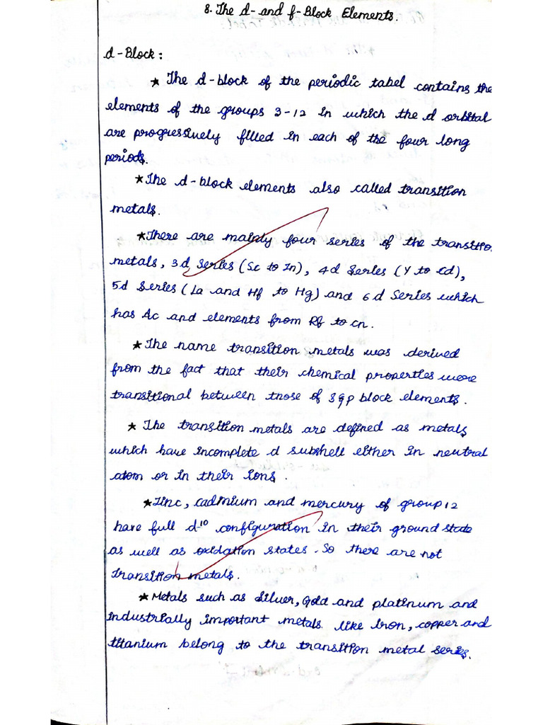 Chemistry D Block Elements And F Block Elements Pdf