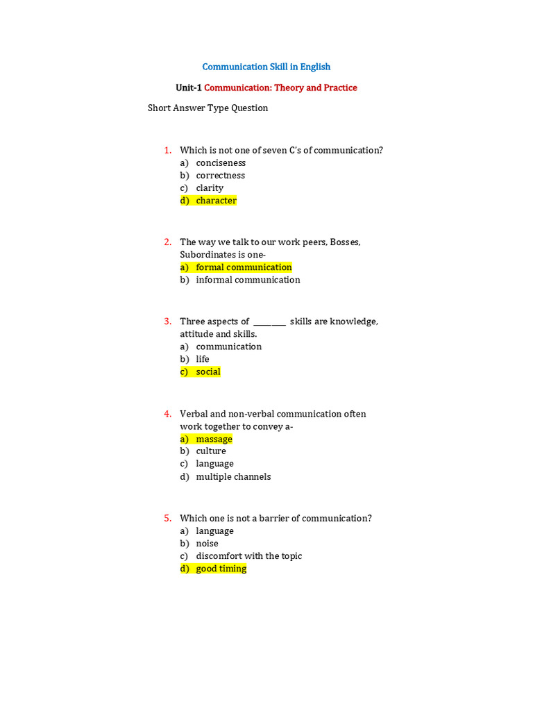 Communication Skills: Theory & Practice | PDF | Communication ...