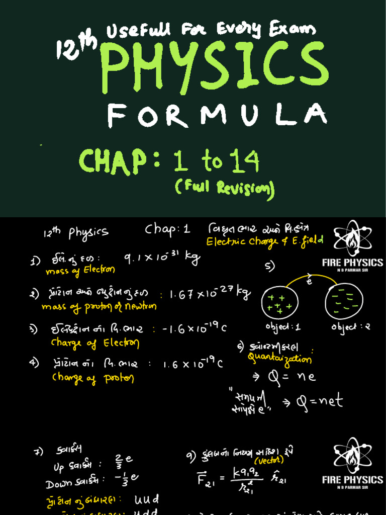 12th Physics All Formula Fire Physics NBPARMARSIR | PDF