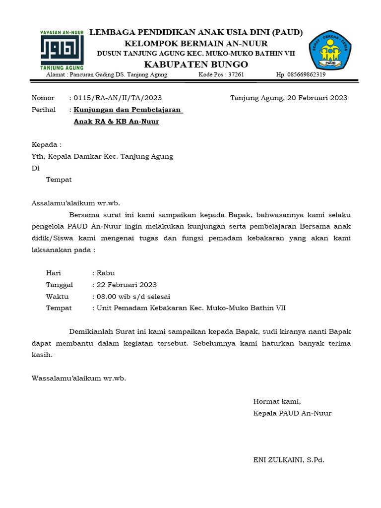 Surat Kunjungan | PDF