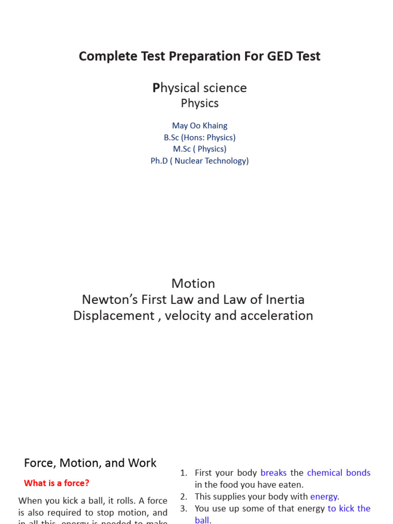 GED Science Physics (Newton's Law, Forces and - Motion) | PDF | Force ...