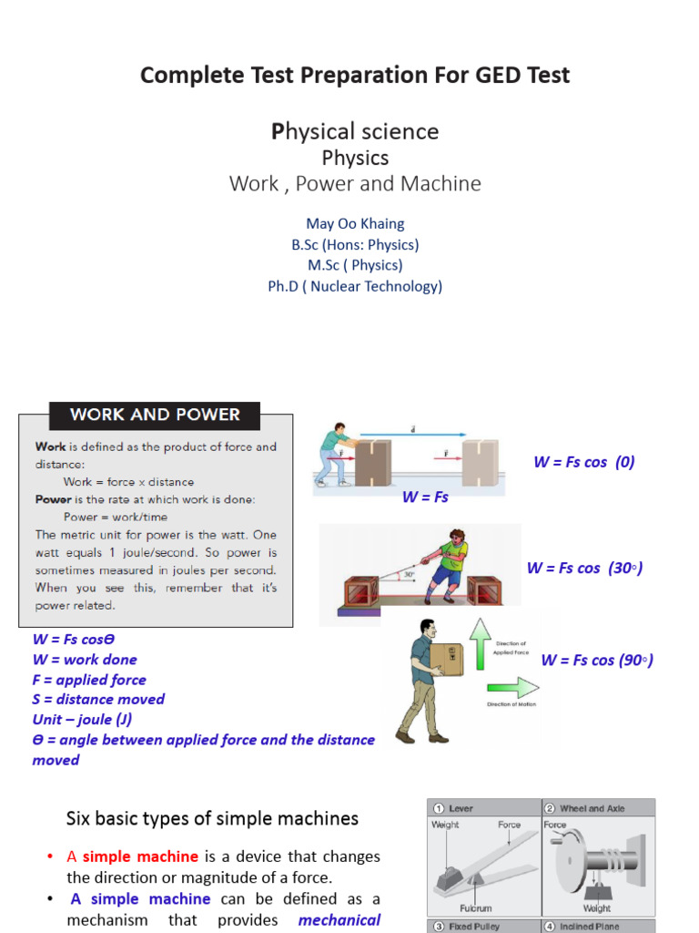 GED Science Physics (Work and Power) | PDF | Machines | Mechanical ...