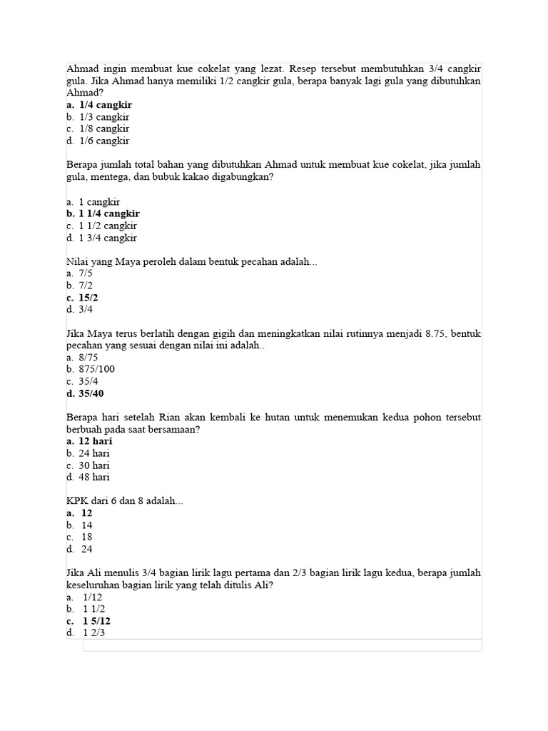 Soal AM MTK KLS 6 | PDF