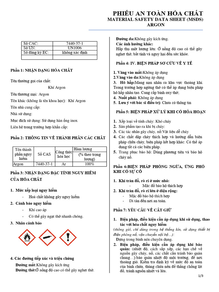 MSDS Argon | PDF