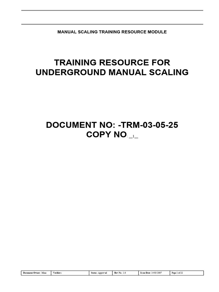 Manual Scaling Training Guide | PDF | Learning | Mining