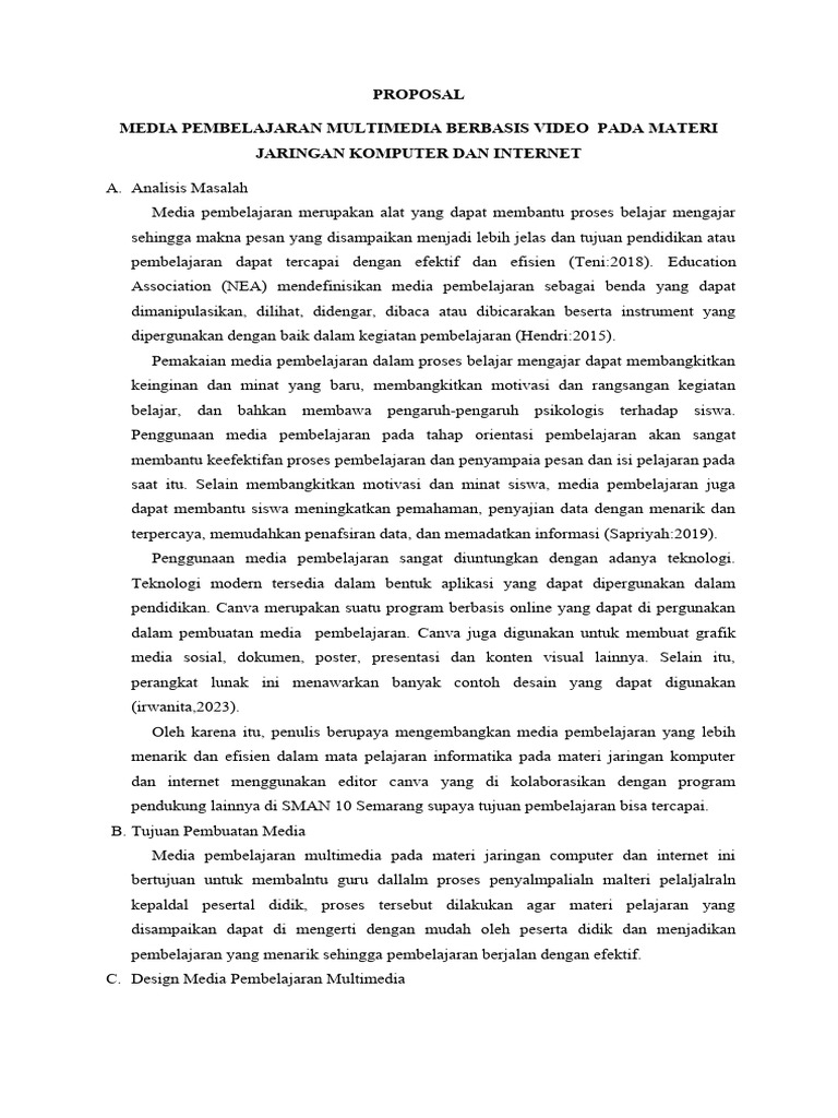 Proposal Pengembangan Media Pembelajaran | PDF | Ilmu Sosial | Komputer