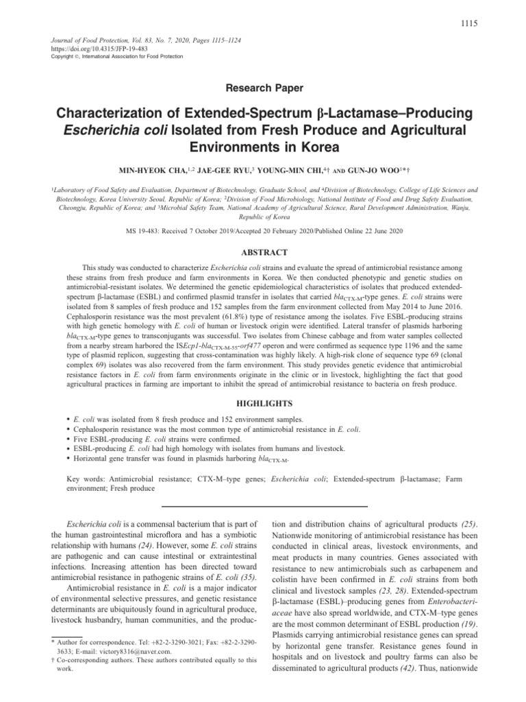 Characterization of Extended Spectrum - Lactamase Producing - 2020 - Journal of | PDF | Beta ...