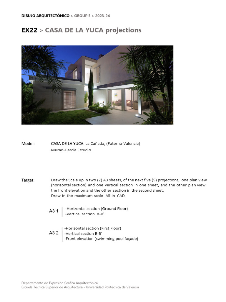 EX22 - Yuca House. Projections | PDF | Ingeniero civil | edificio