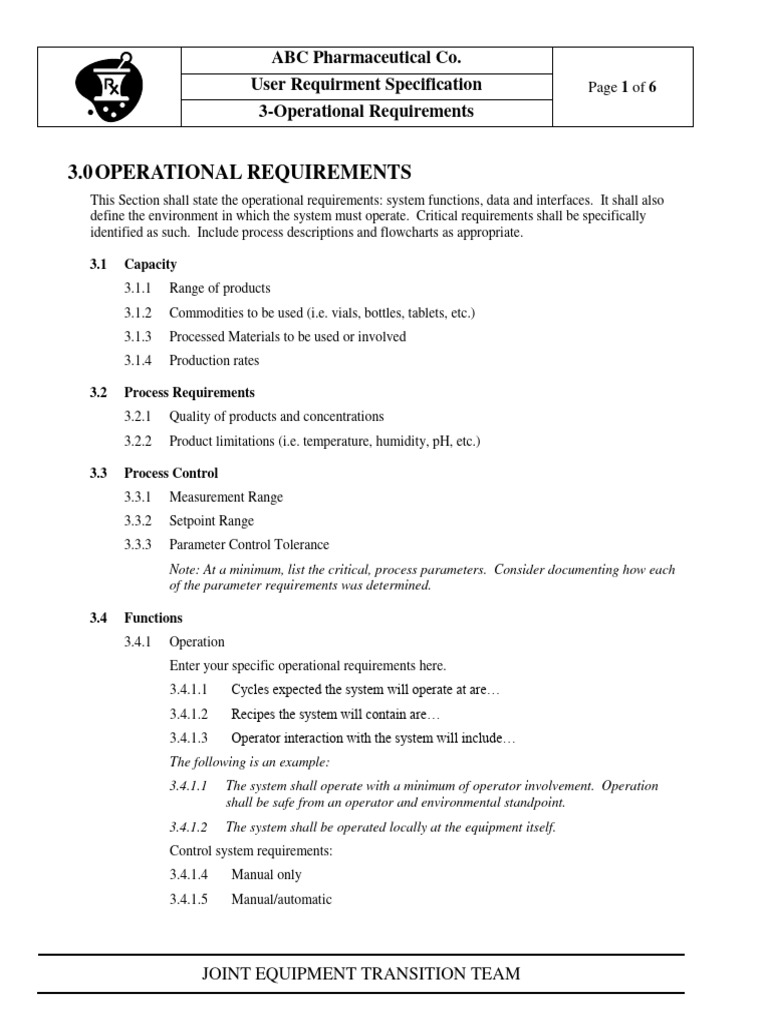 1 URS Operational+requirements JETT | PDF | User Interface | System