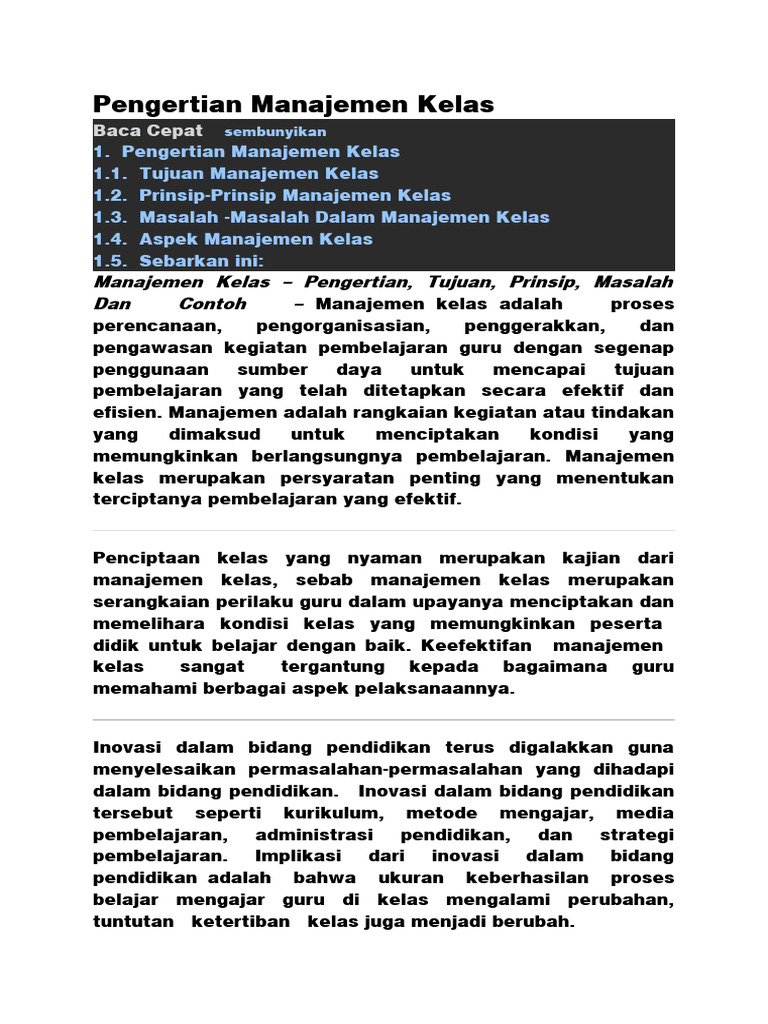 BAHAN Manajemen Kelas | PDF | Karier & Perkembangan | Sains & Matematika
