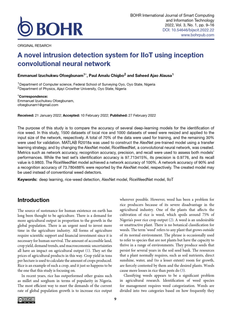 A Novel Intrusion Detection System For IIoT Using Inception Convolutional Neural Network | PDF ...