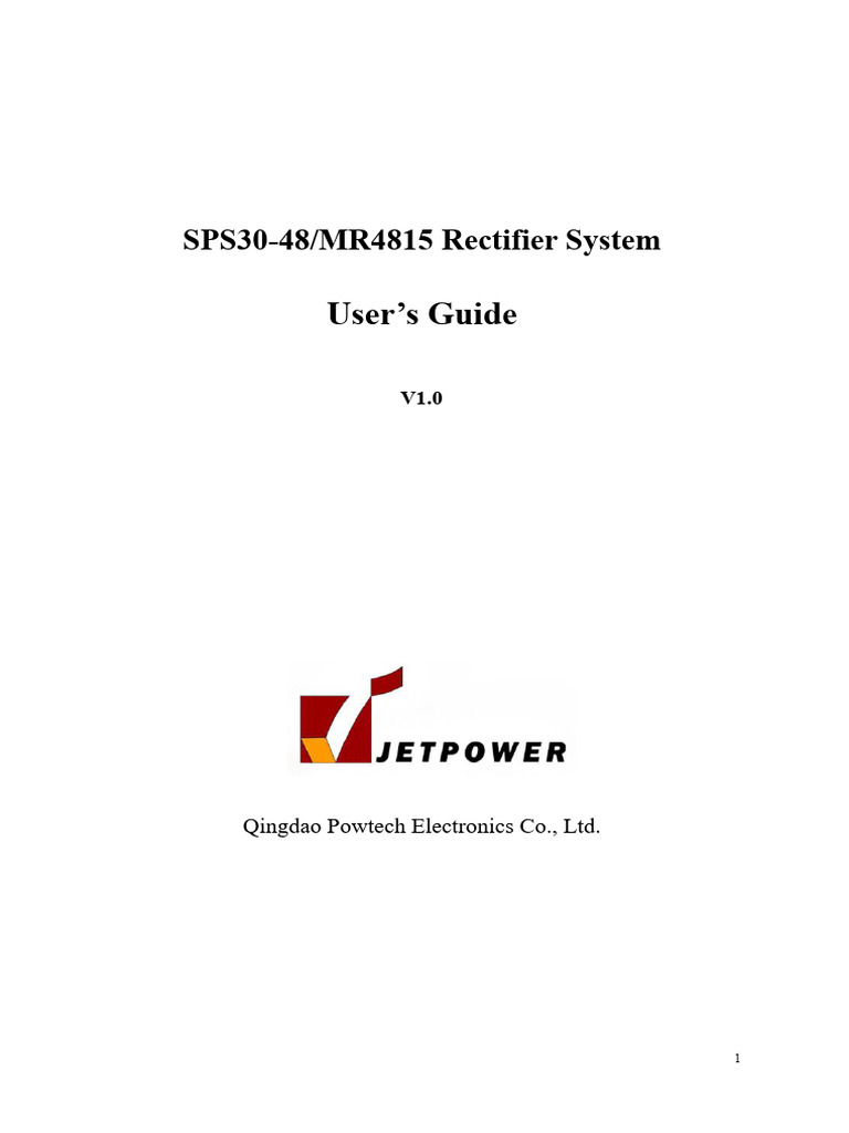 SPS30-48 (MR4815) Rectifier System User's Guide | PDF | Rectifier | Direct Current