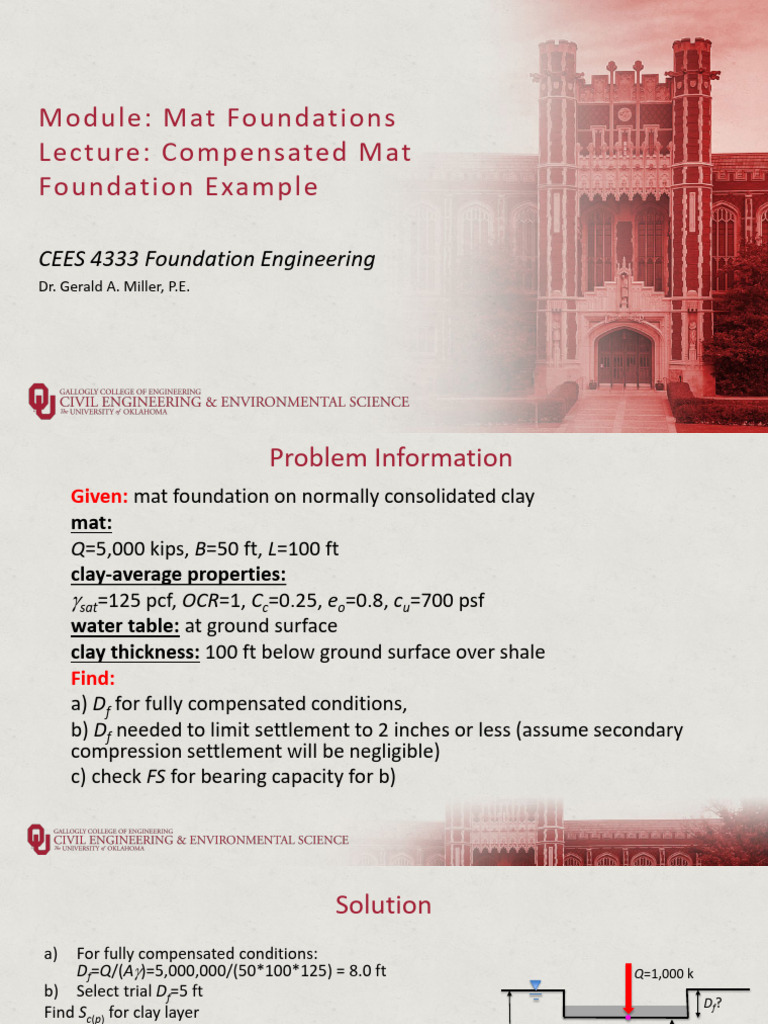 M6_L5_Compensated Mat Foundation Example | PDF | Applied And ...