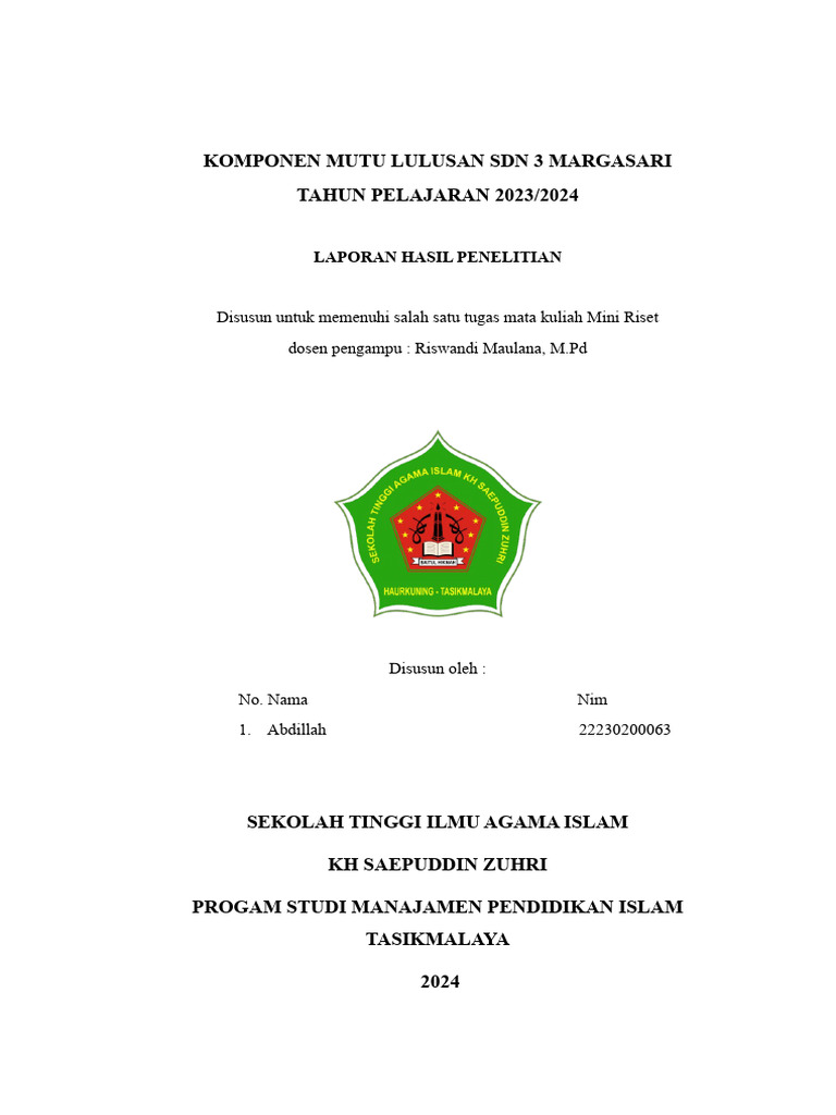 Mutu Lulusan SDN 3 Margasari 2024 | PDF