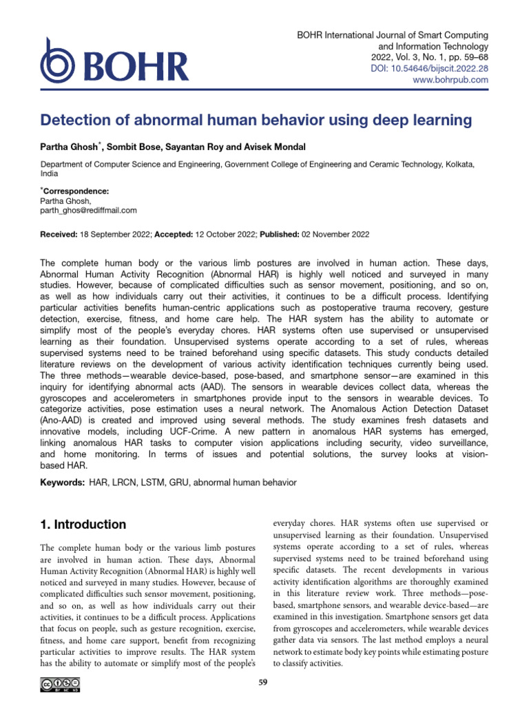 Detection of Abnormal Human Behavior Using Deep Learning | PDF ...