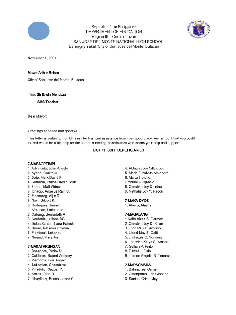 SBFP-SOLICITATION-LETTER-20-21 | PDF