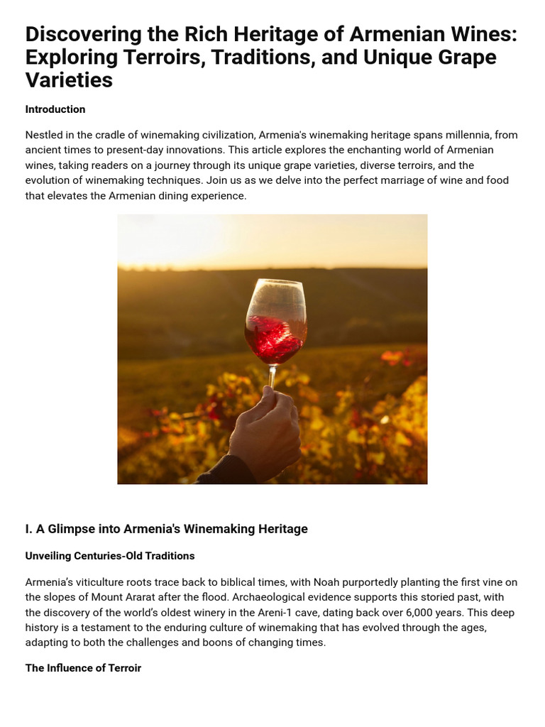 Discovering The Rich Heritage of Armenian Wines | PDF | Wine | Winemaking