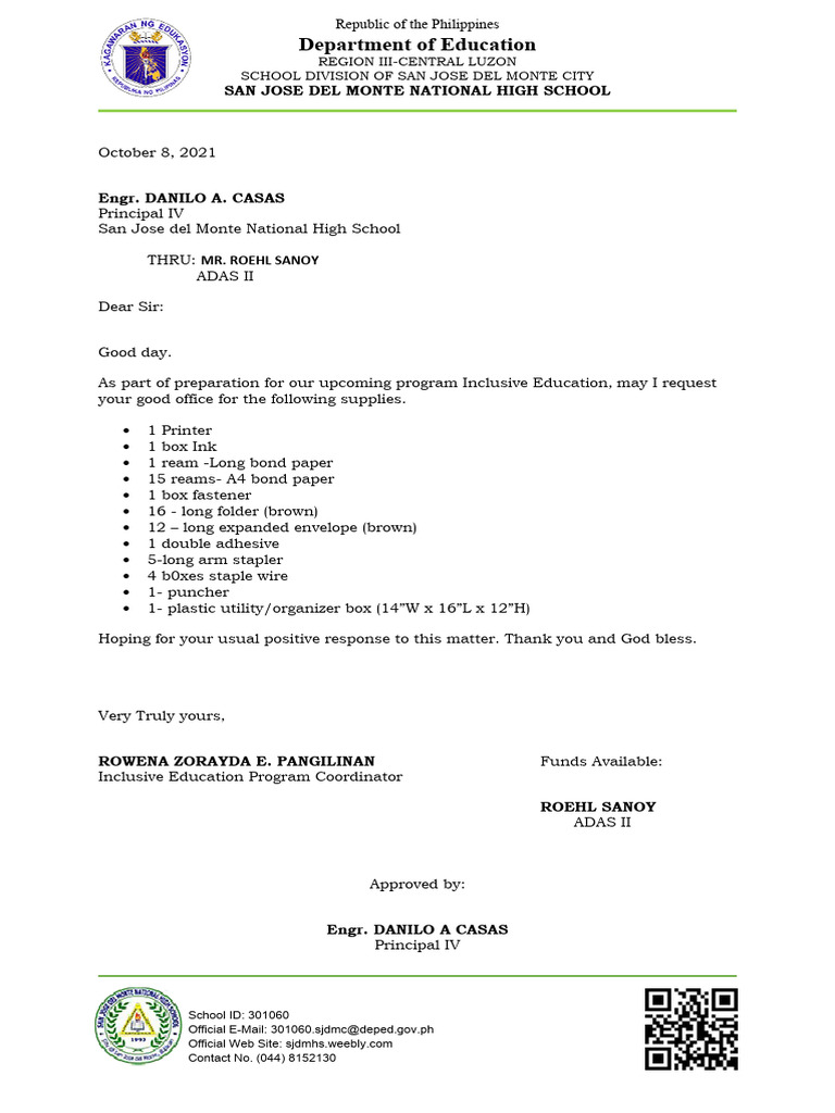 Letter of Request Supplies | PDF