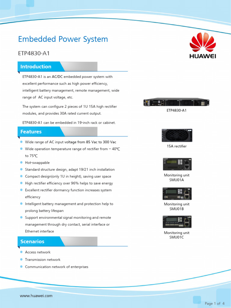 ETP4830-A1 Embedded Power System Datasheet | PDF | Rectifier | Alternating Current