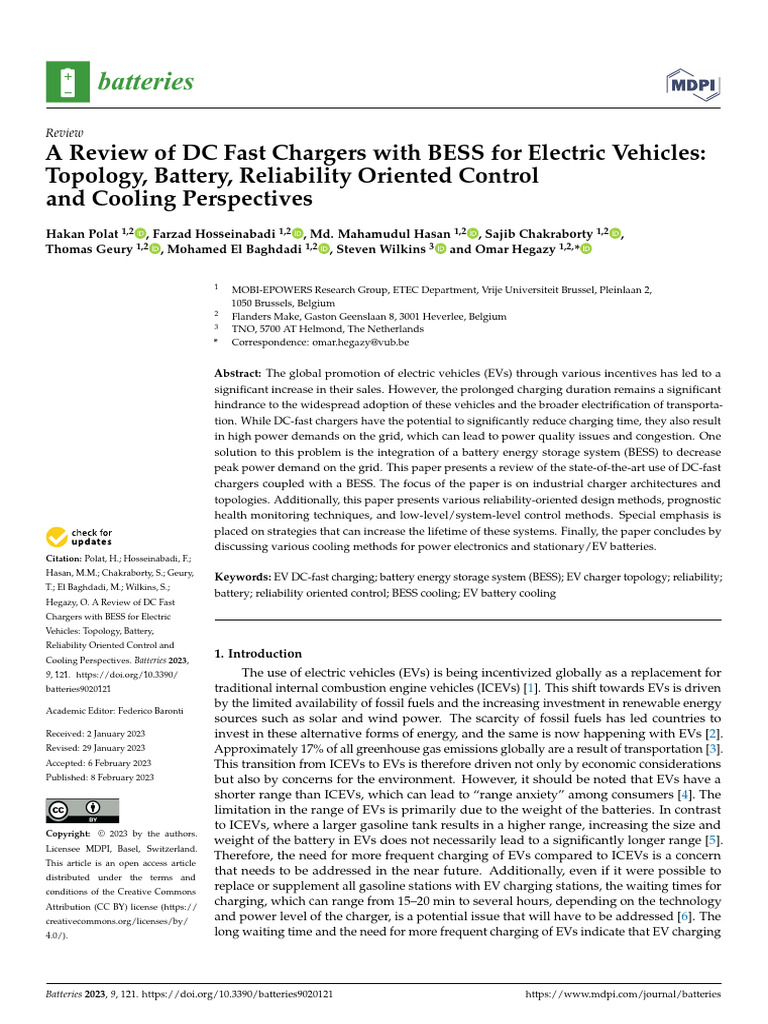 A Review of DC Fast Chargers With BESS For Electri | PDF | Electric Vehicle | Battery Charger