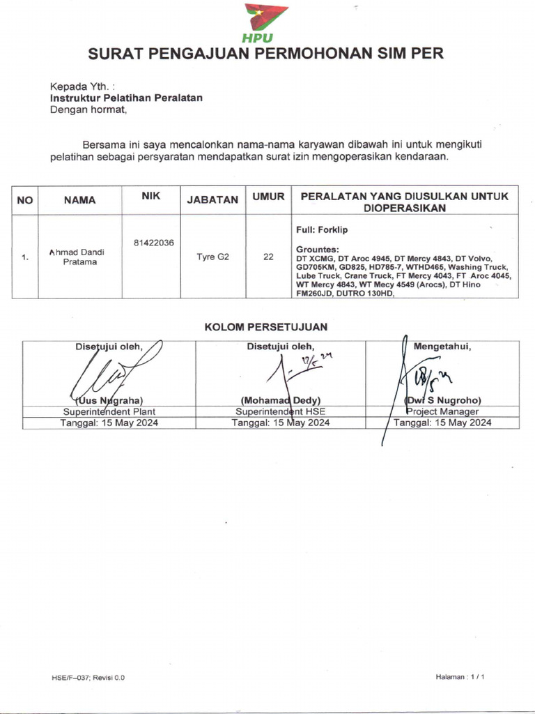 Permohonan Simper Ahmad Dandi Pratama 81422036 | PDF