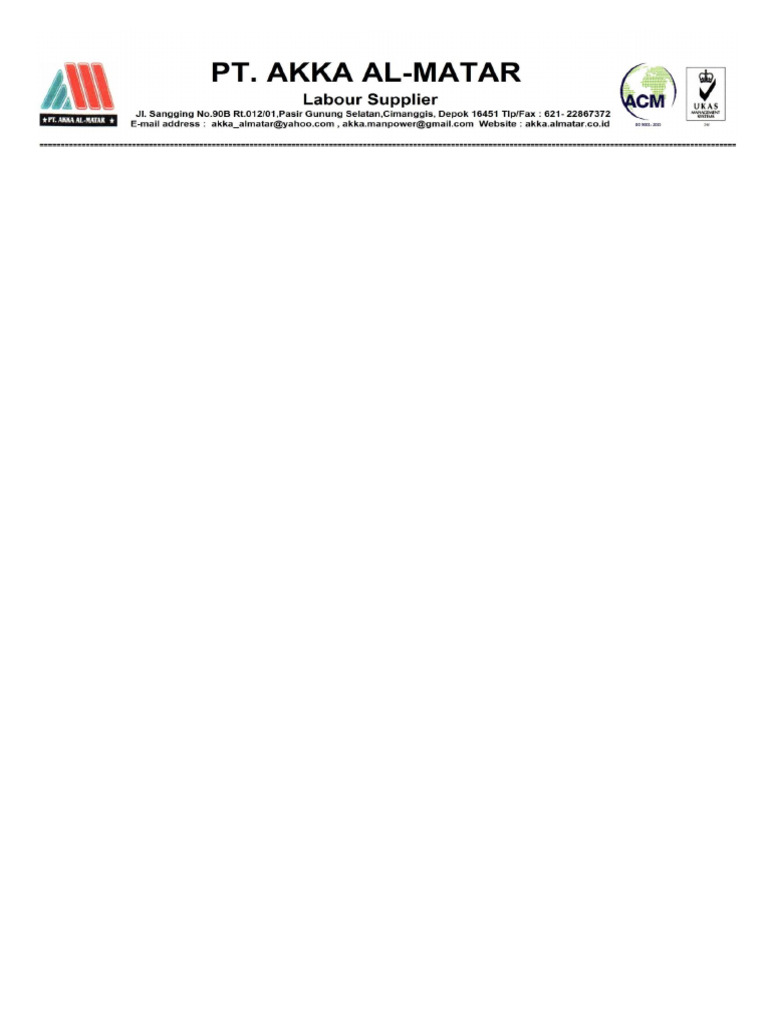 kop surat pt akka almatar sangging | PDF