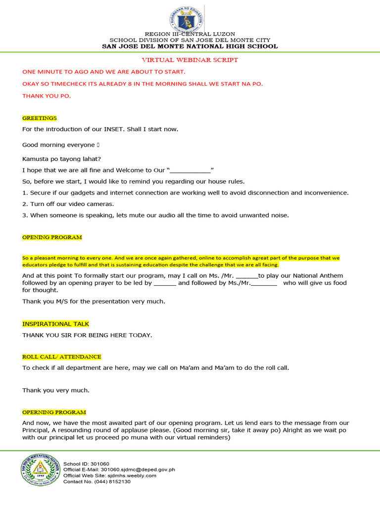 Virtual Webinar Script | PDF