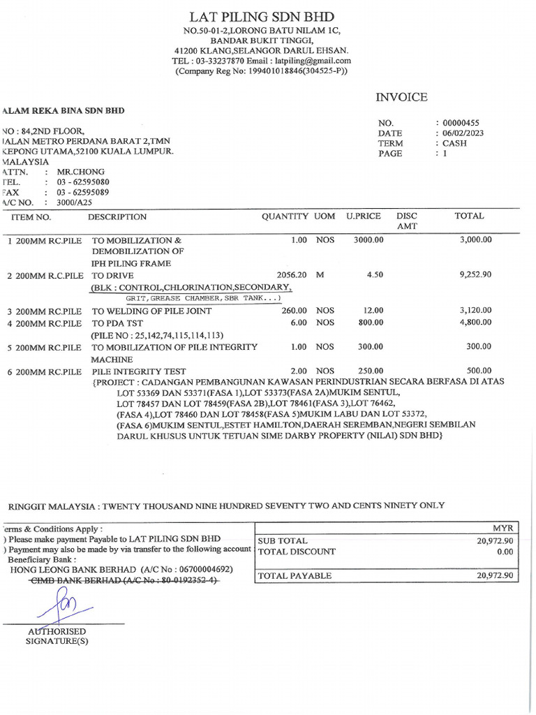 Invoice 00000455 (Alam Reka Bina) | PDF