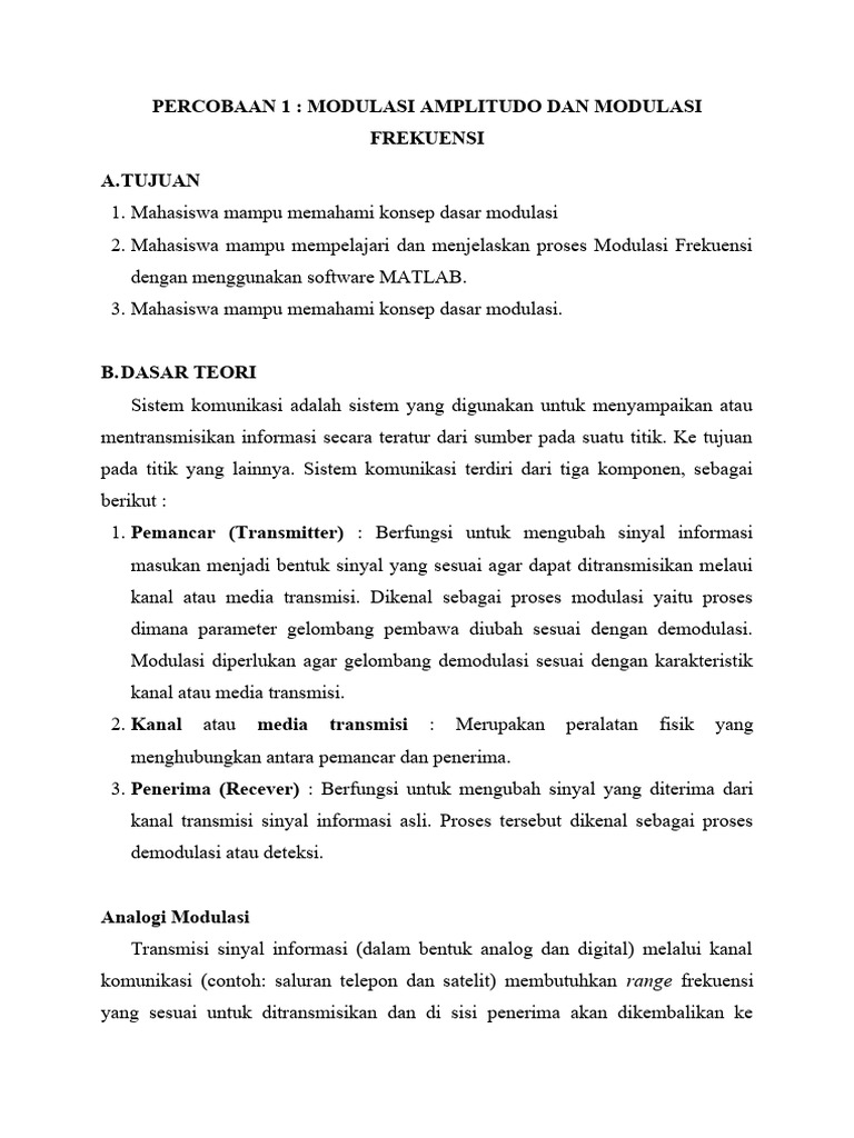 Modulasi Sinyal dengan MATLAB | PDF | Metode & Bahan Ajar | Sains & Matematika