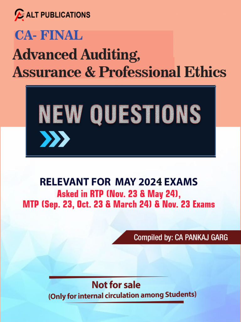 Additional Questions - May 24 Exams - Descriptive Questions | PDF | Audit | Internal Control