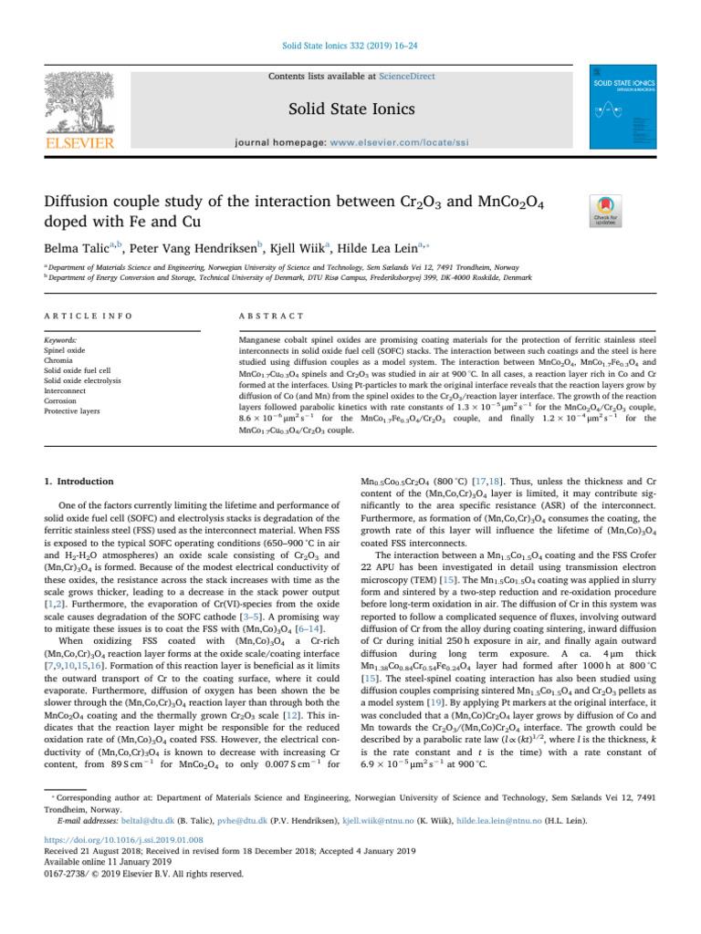 Talic2019-Solid State Ionics | PDF | Solid Oxide Fuel Cell | Chromium