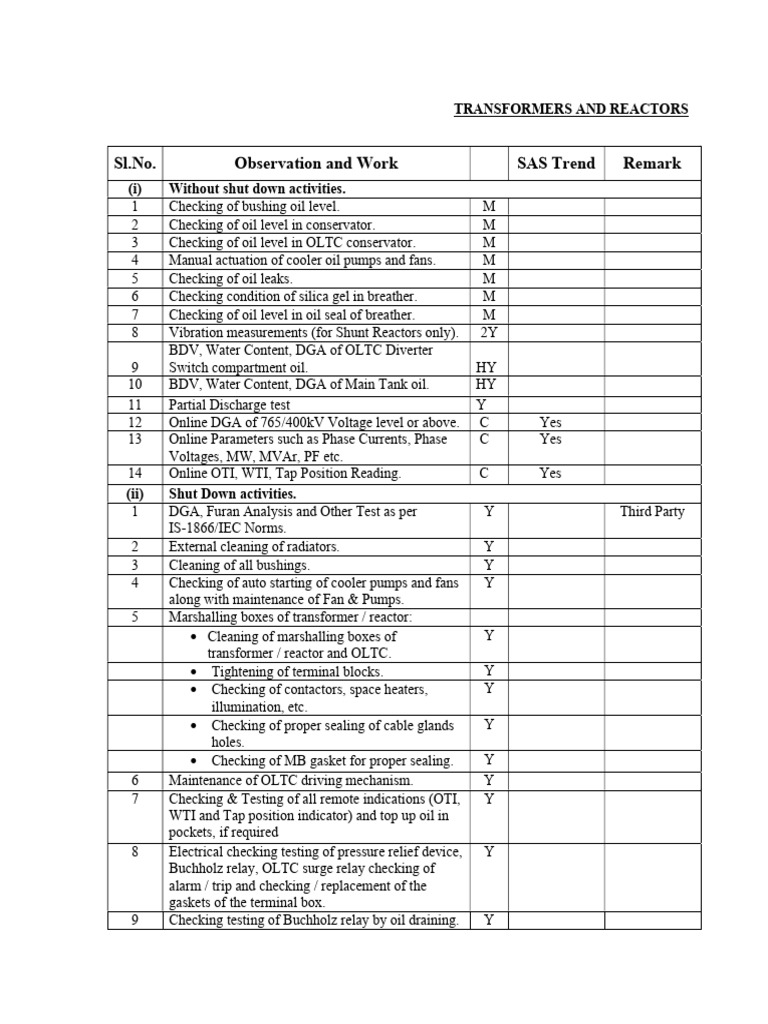 Transformer Checklist | PDF | Transformer | Relay