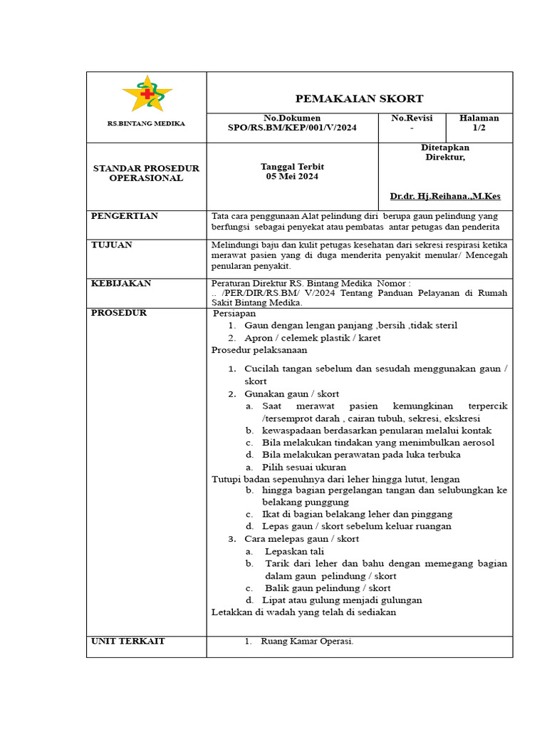 Panduan Pemakaian Skort Medis | PDF